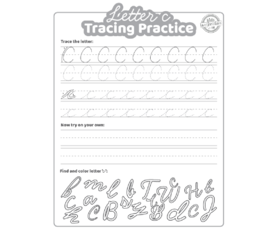 Cursive C Worksheets- Free Printable Cursive Practice Sheets for Letter ...
