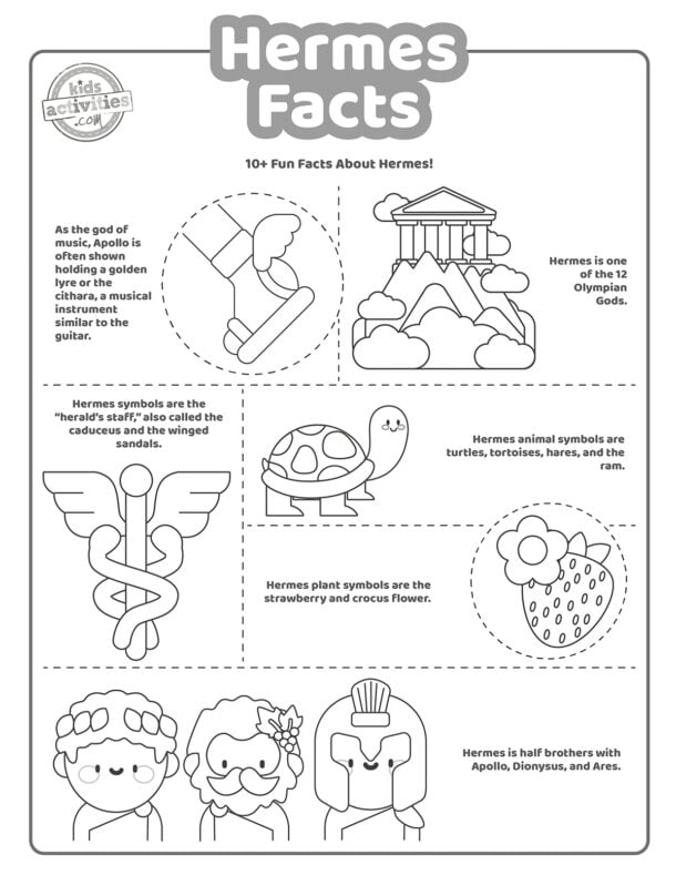 Fun Greek Mythology Hermes Fun Facts for Kids to Print and Learn | Kids ...