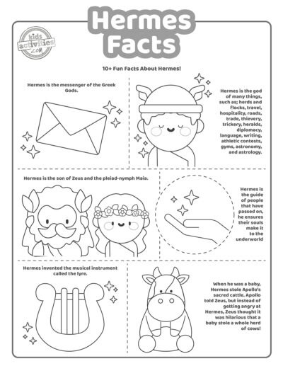 Fun Greek Mythology Hermes Fun Facts for Kids to Print and Learn | Kids ...