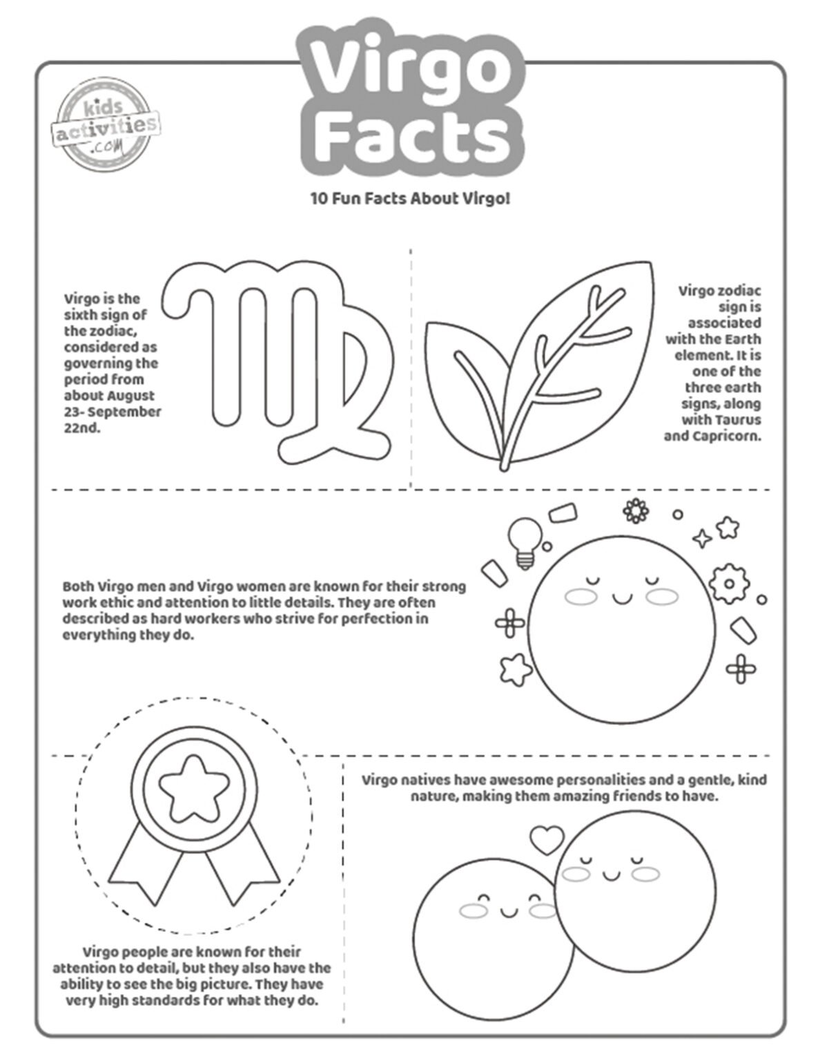 All About Virgo Facts + Coloring Pages | Kids Activities Blog