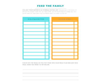 A Family Meal Planner for Busy Moms to Print | Kids Activities Blog