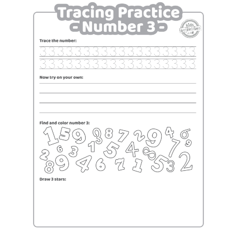 Printable Tracing 0-9 Practice Worksheets | Kids Activities Blog