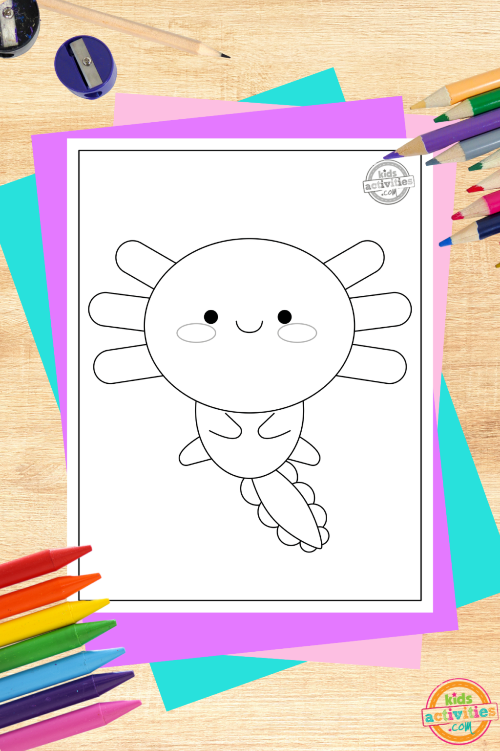 Cute Free Printable Axolotl Coloring Page | Kids Activities Blog