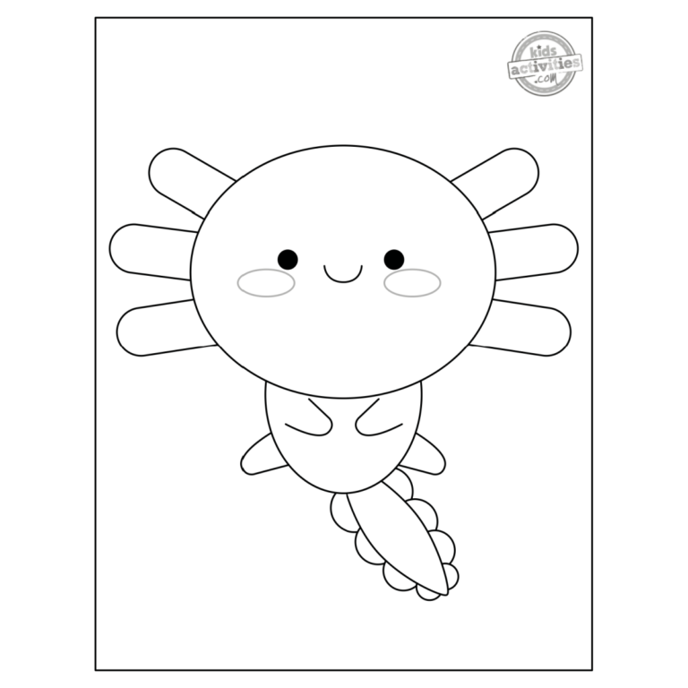 Cute Free Printable Axolotl Coloring Page | Kids Activities Blog