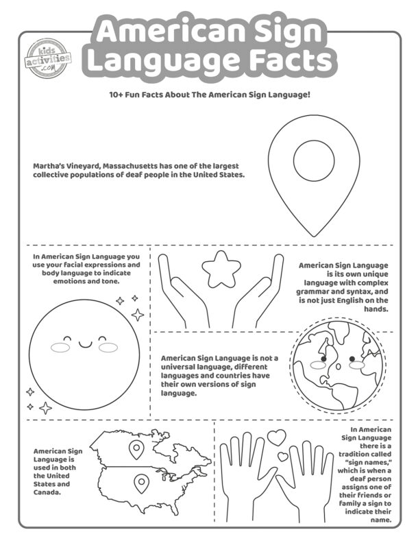 Facts about American Sign Language for Kids to Print and Learn | Kids ...
