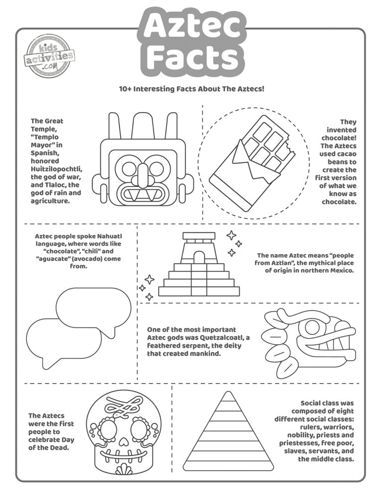 Cool Aztec Facts For Kids: Print & Learn | Kids Activities Blog