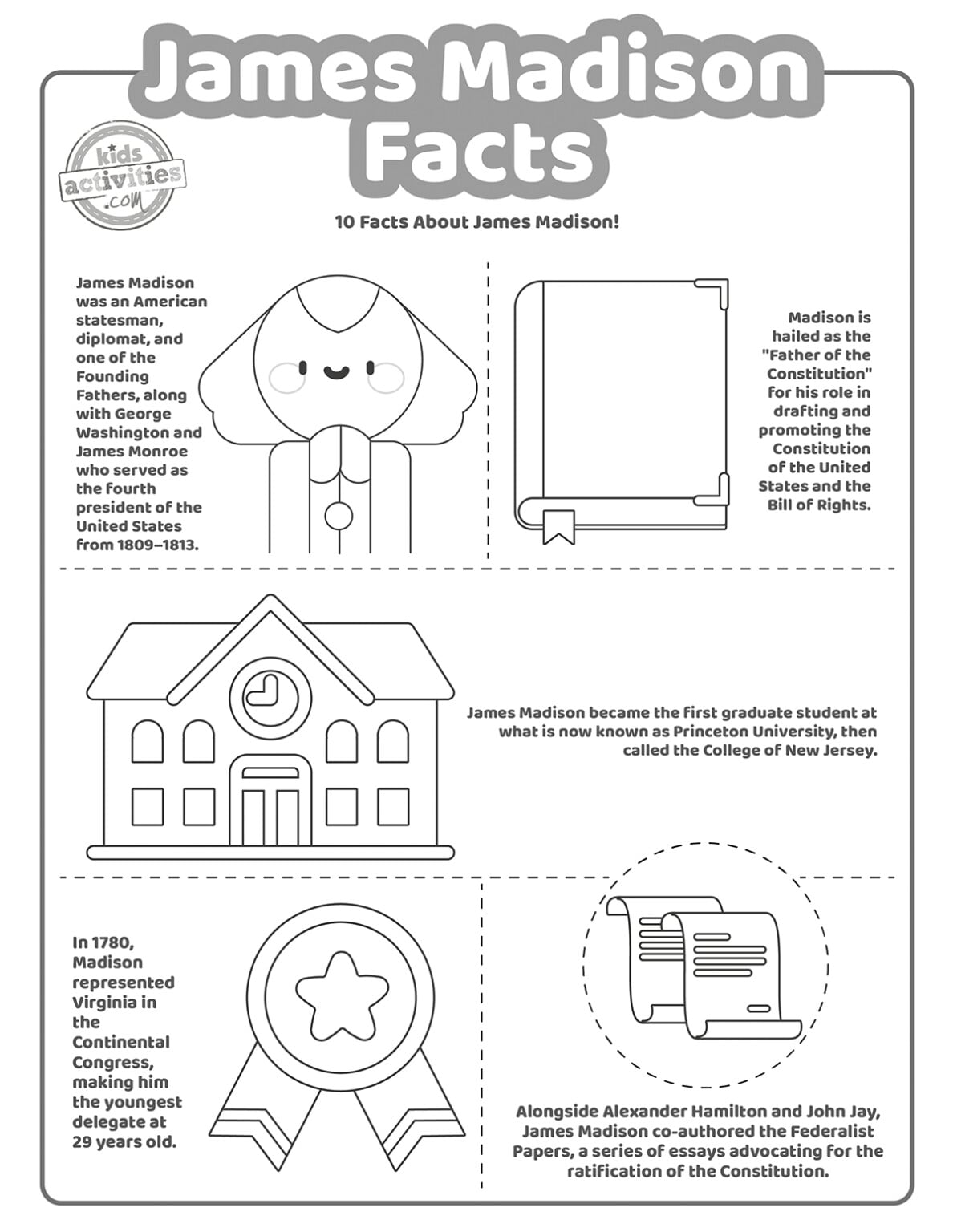 Printable James Madison Facts for Kids | Kids Activities Blog