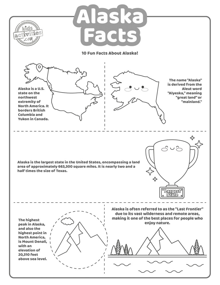Really Neat Alaska Facts Coloring Pages Kids Activities Blog