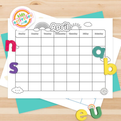Free B&W and Full Color Free Printable April Calendar | Kids Activities ...