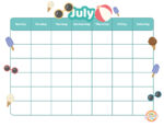 Free B&W and Full Color Free Printable July Calendar | Kids Activities Blog