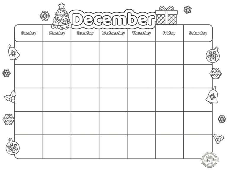 Free Printable December Calendar | Kids Activities Blog
