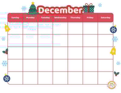 Free Printable December Calendar | Kids Activities Blog