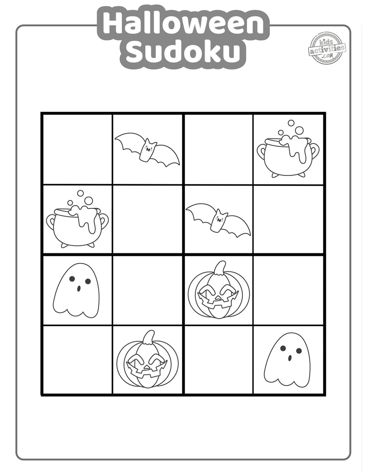 Spooktacular Halloween Sudoku To Print | Kids Activities Blog