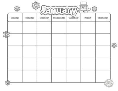 Free B&W and Full Color Free Printable January Calendar | Kids ...