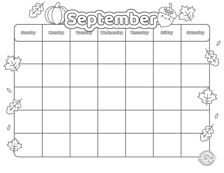 Free Printable September Calendar | Kids Activities Blog