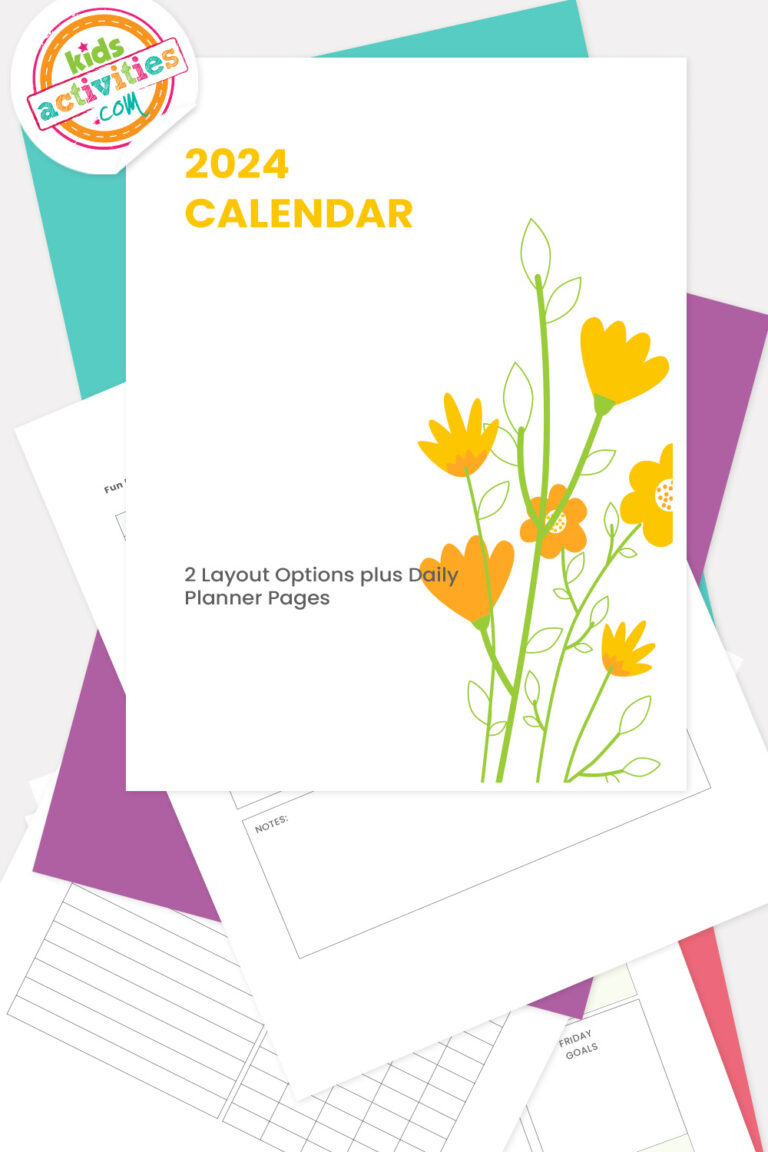 Free Printable 2024 Calendar plus BONUS Daily Planner Kids Activities Blog