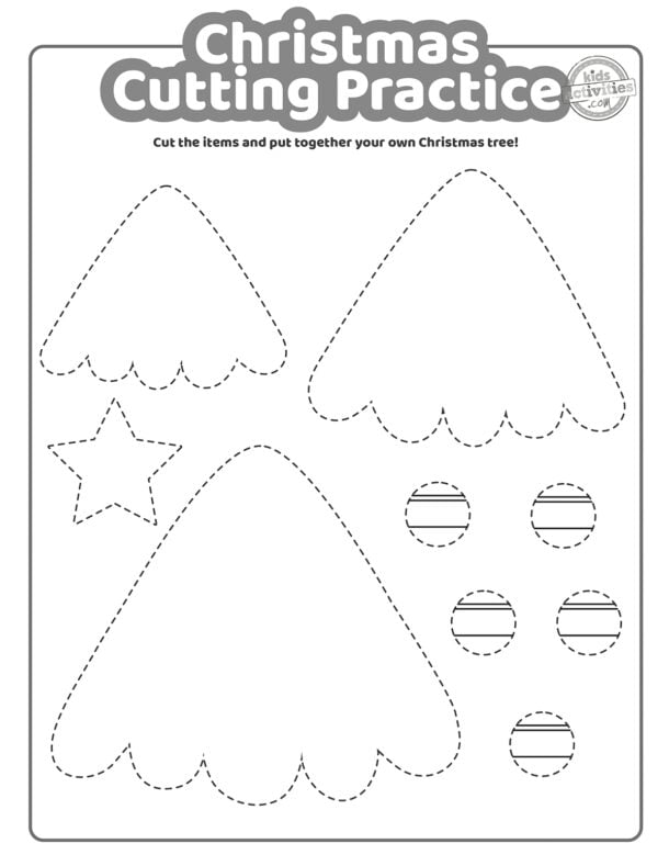 Christmas Cutting Practice Coloring Pages For Kids! Kids Activities Blog