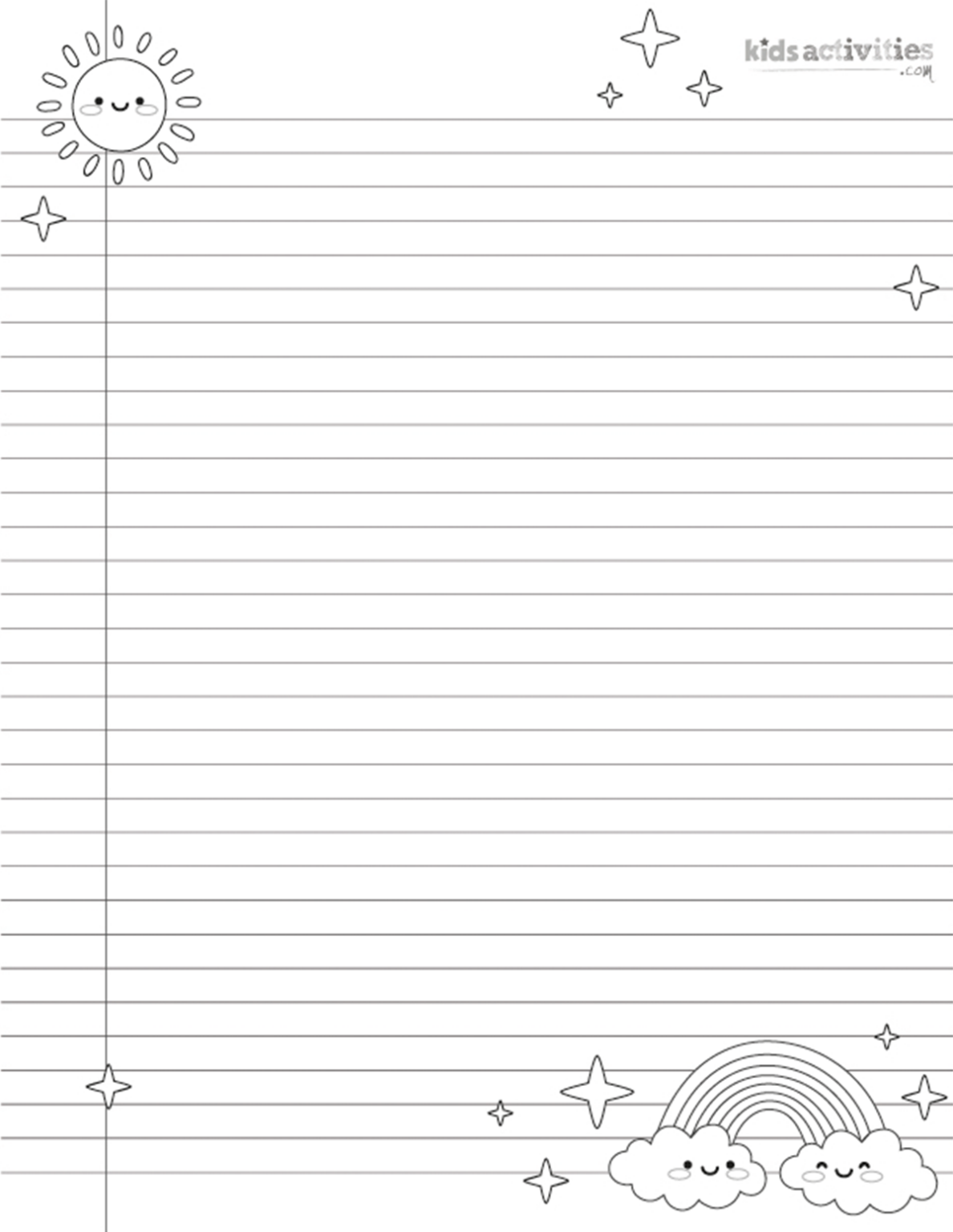 Cute Printable Notebook Paper For Kids and Adults | Kids Activities Blog