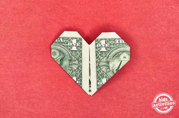 How To Make a Dollar Bill Origami Heart | Kids Activities Blog