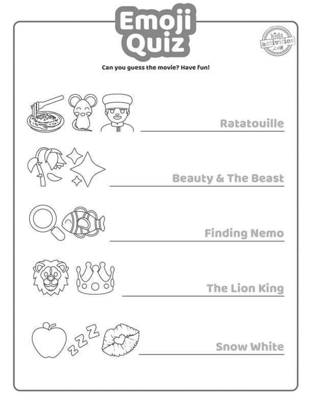 Fun Emoji Quiz Printable Kids Activities Blog