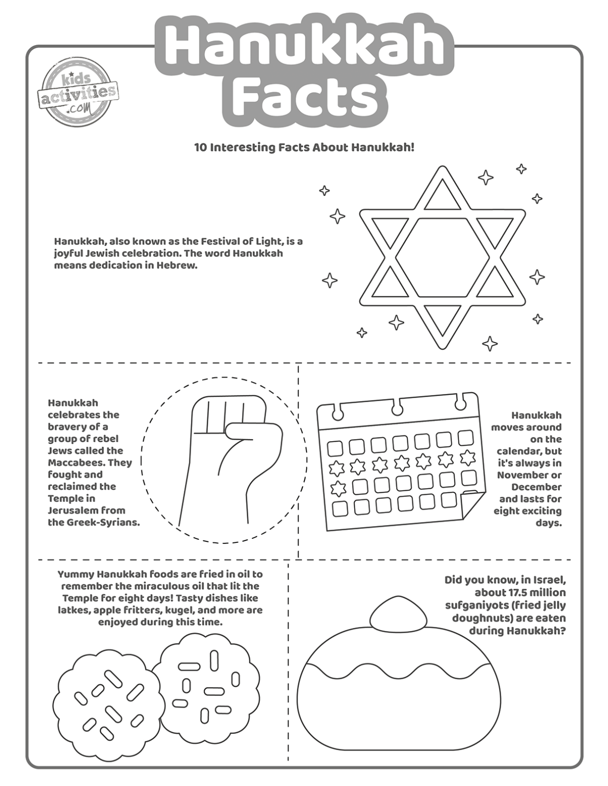 Fun Hanukkah Facts For Kids To Print and Learn | Kids Activities Blog