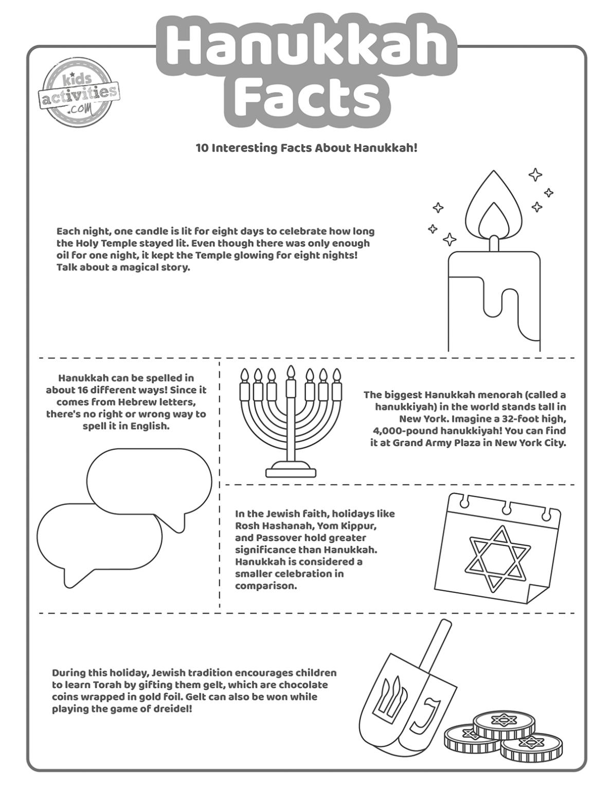 Fun Hanukkah Facts For Kids To Print and Learn – ParentingBest.com