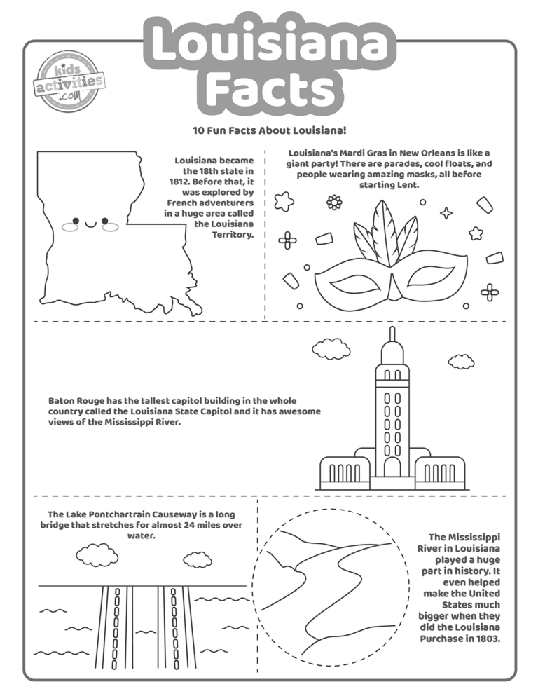 Fun Louisiana Facts Coloring Pages Your Kids Will Love! Kids Activities ...
