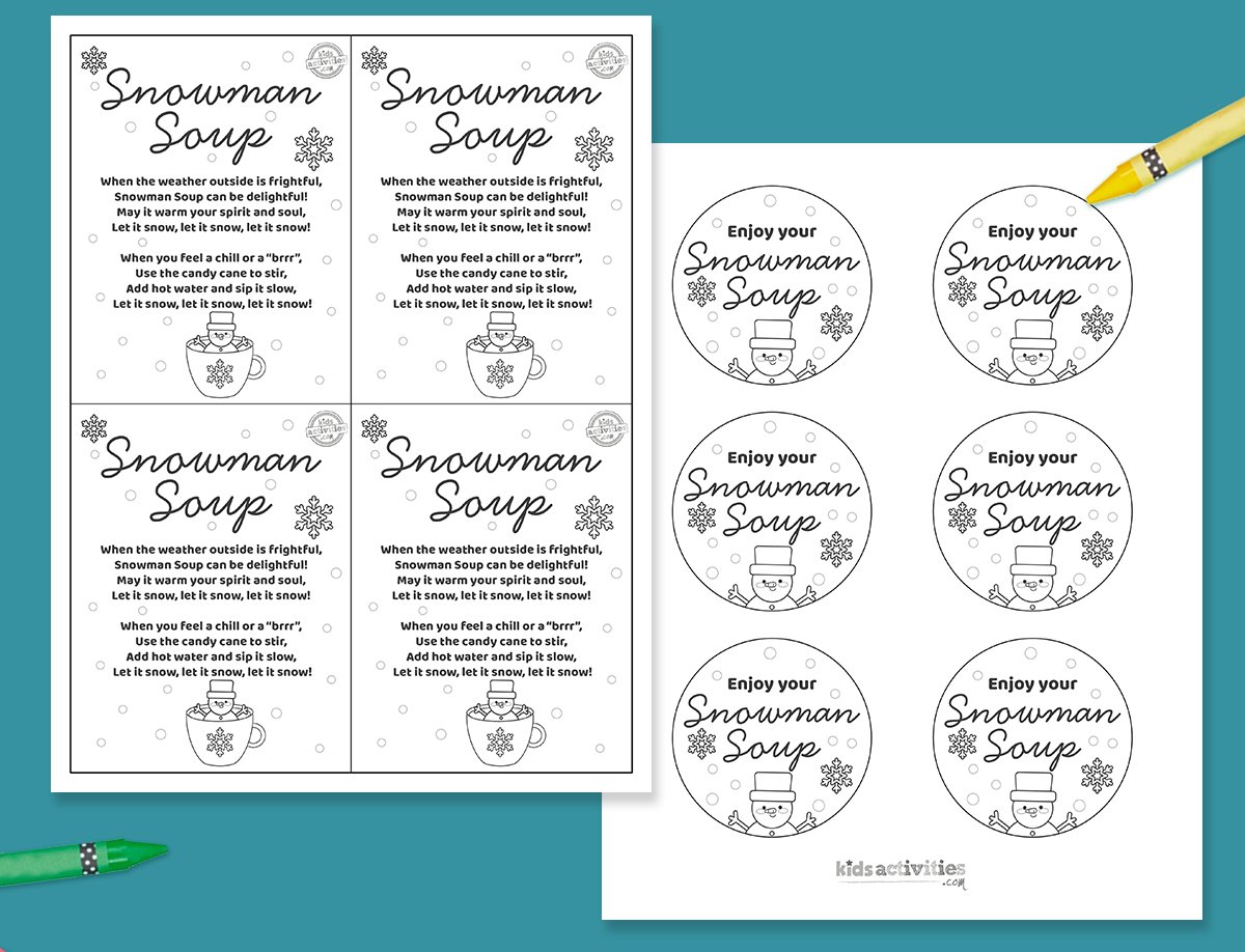 A Delightful Snowman Soup Gift with Free Printables Kids Activities Blog