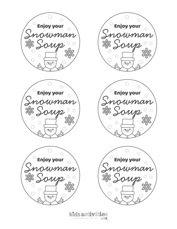 A Delightful Snowman Soup Gift with Free Printables Kids Activities Blog