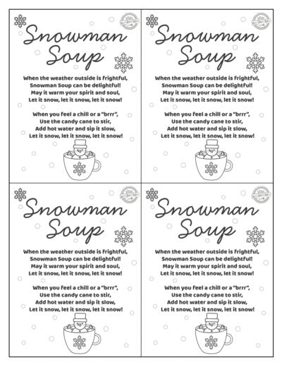 A Delightful Snowman Soup Gift with Free Printables Kids Activities Blog