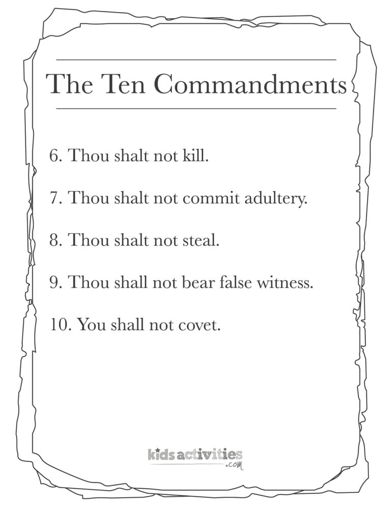 Ten Commandments Printable | Kids Activities Blog