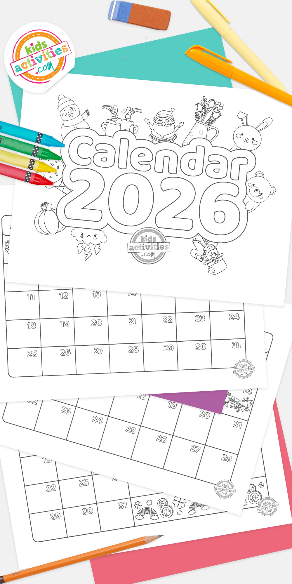 O calendário imprimível gratuito para crianças 2026 está aqui! Blog de ...