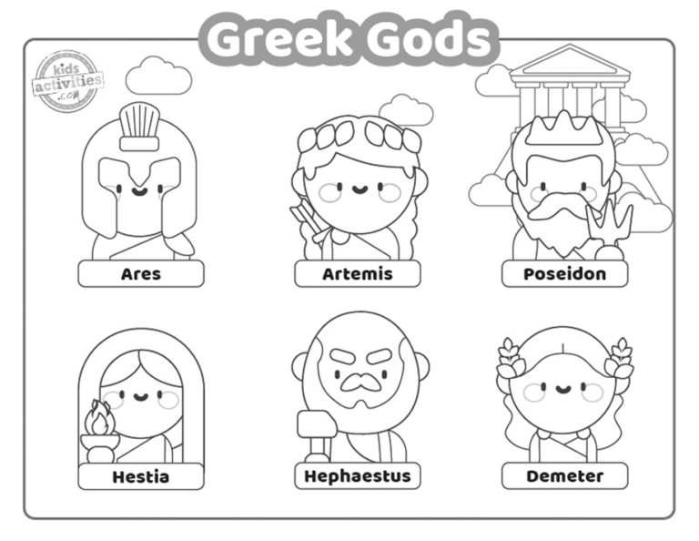 Mythology for Kids: The Twelve Olympian Greek Gods Free Coloring Page ...