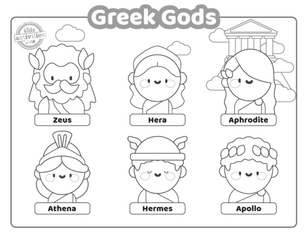 Mythology for Kids: The Twelve Olympian Greek Gods Free Coloring Page ...