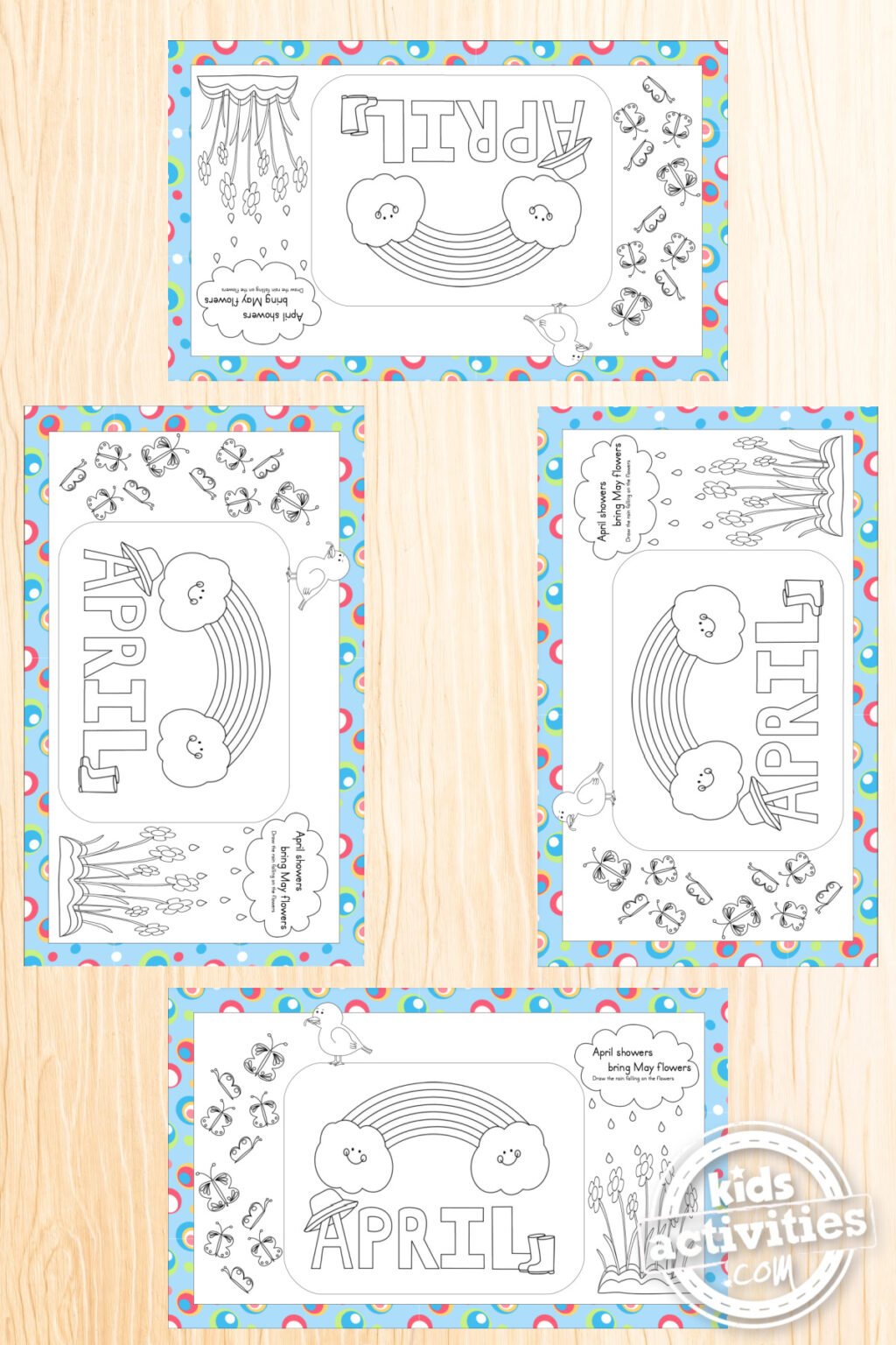 Printable April Placemats for Kids to Color & Use | Kids Activities Blog