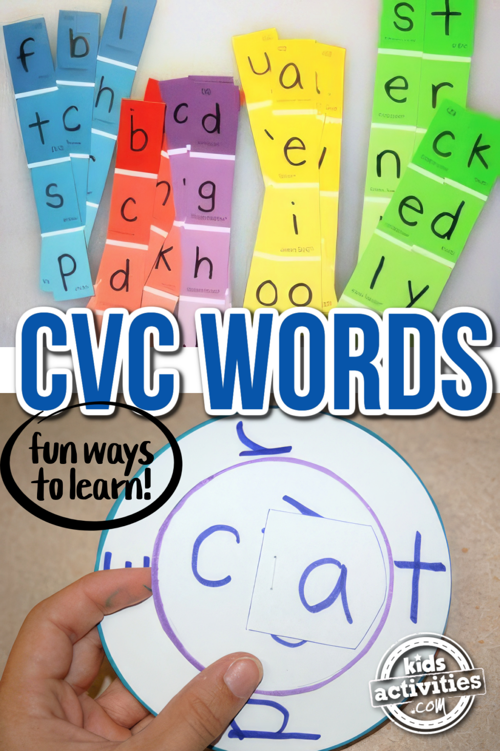 Consonant Vowel Consonant (CVC) Reading Wheel | Kids Activities Blog
