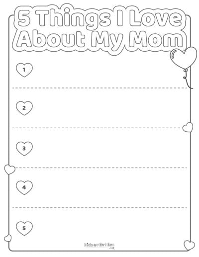 5 Things I Love About My Mom To Celebrate Mom Kids Activities Blog