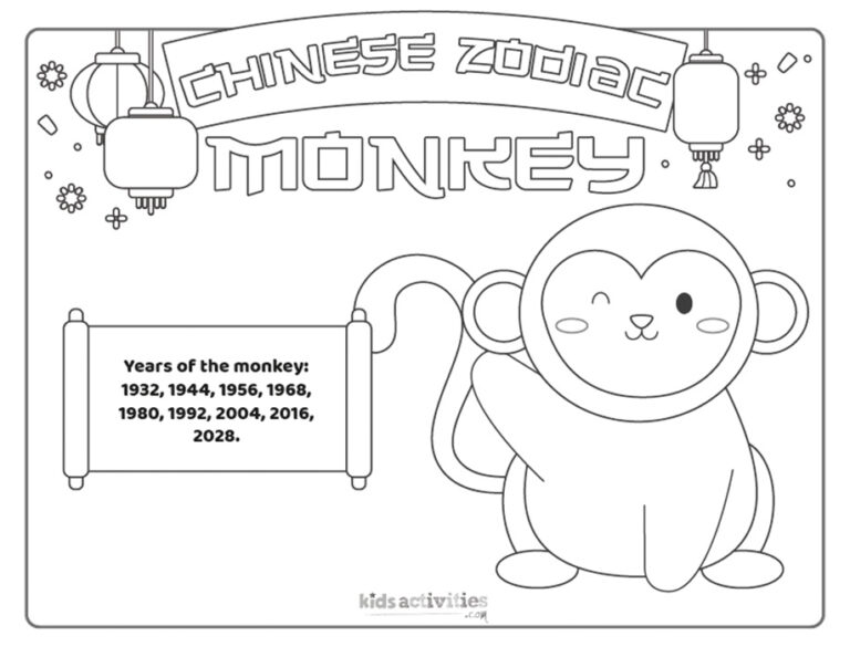 Chinese Zodiac Monkey Printables For Kids & Adults | Kids Activities Blog