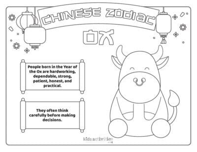 Color Our Free Chinese Zodiac Ox Printables Kids Activities Blog
