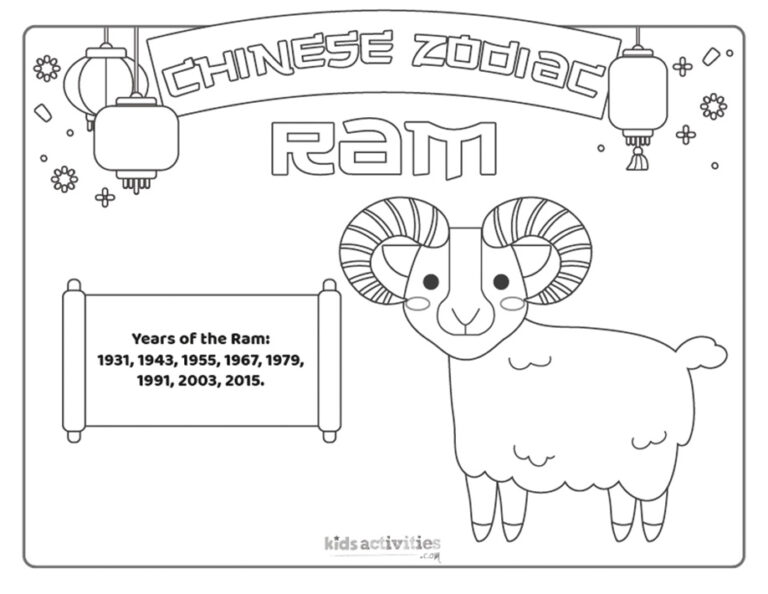 Chinese Zodiac Ram Printables For Kids | Kids Activities Blog