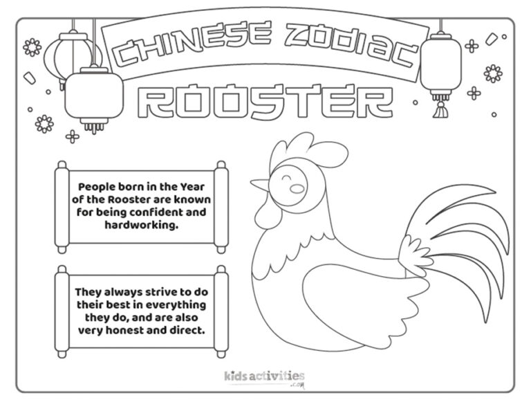 Printable Chinese Zodiac Rooster For Kids Of All Ages | Kids Activities ...