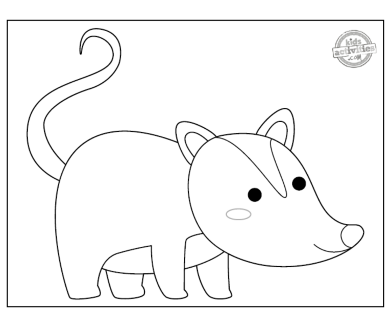 Super Cute Opossum Coloring Page For Kids | Kids Activities Blog