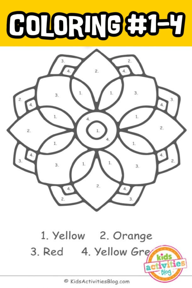 Simple Mandala Color by Number [Numbers 1-4] | Kids Activities Blog