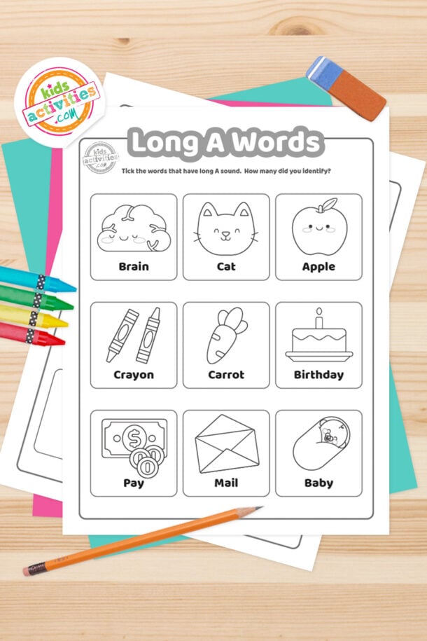 Long A Words Worksheets To Print And Learn | Kids Activities Blog