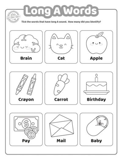 Long A Words Worksheets To Print And Learn | Kids Activities Blog