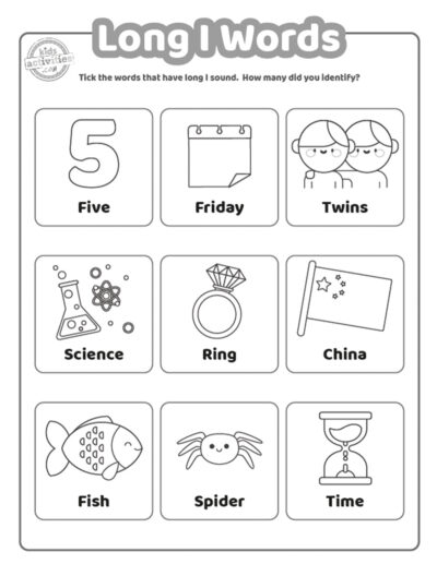 Printable Long I Words Worksheets | Kids Activities Blog