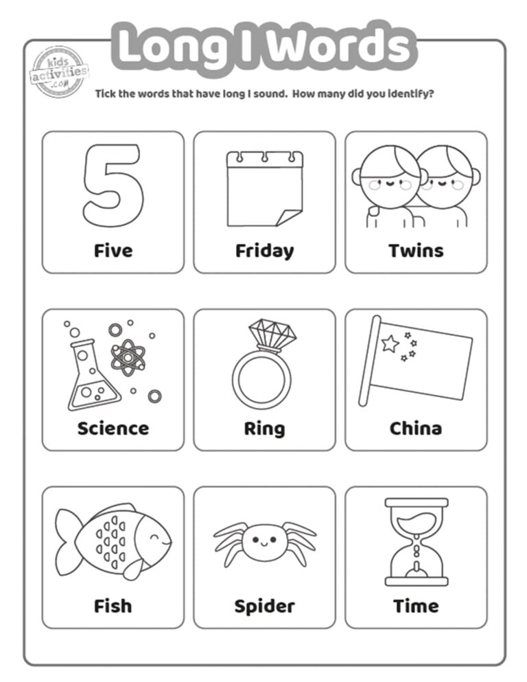Printable Long I Words Worksheets | Kids Activities Blog