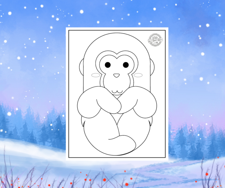 Cute Japanese Macaque Coloring Page | Kids Activities Blog