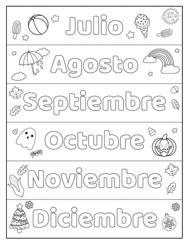 Learn The Months in Order in Spanish {Free Printables} | Kids Activities Blog