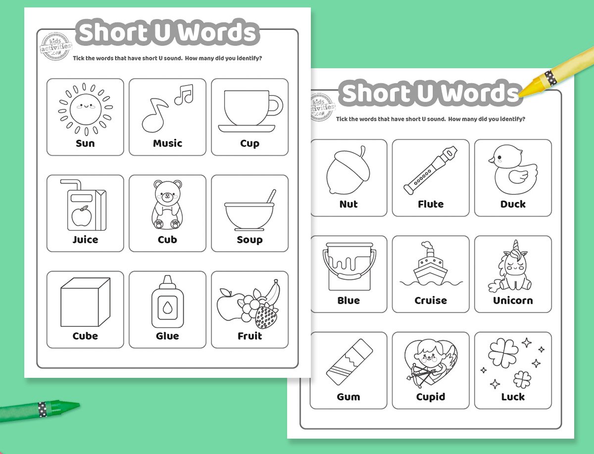Fun Short U Words Worksheets Kids Activities Blog